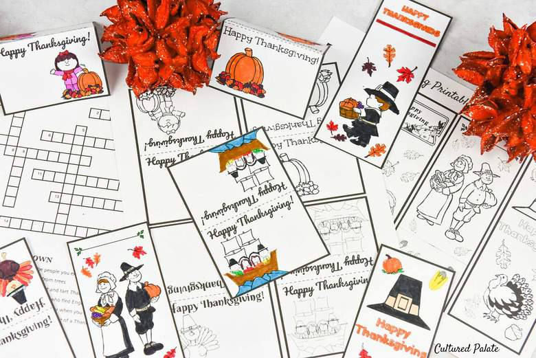 Free Thanksgiving Activity Set - Bookmarks, Puzzles, Place Cards ...