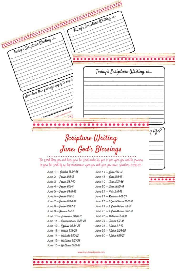 Bible Writing - Scripture Writing Verses for June - Cultured Palate